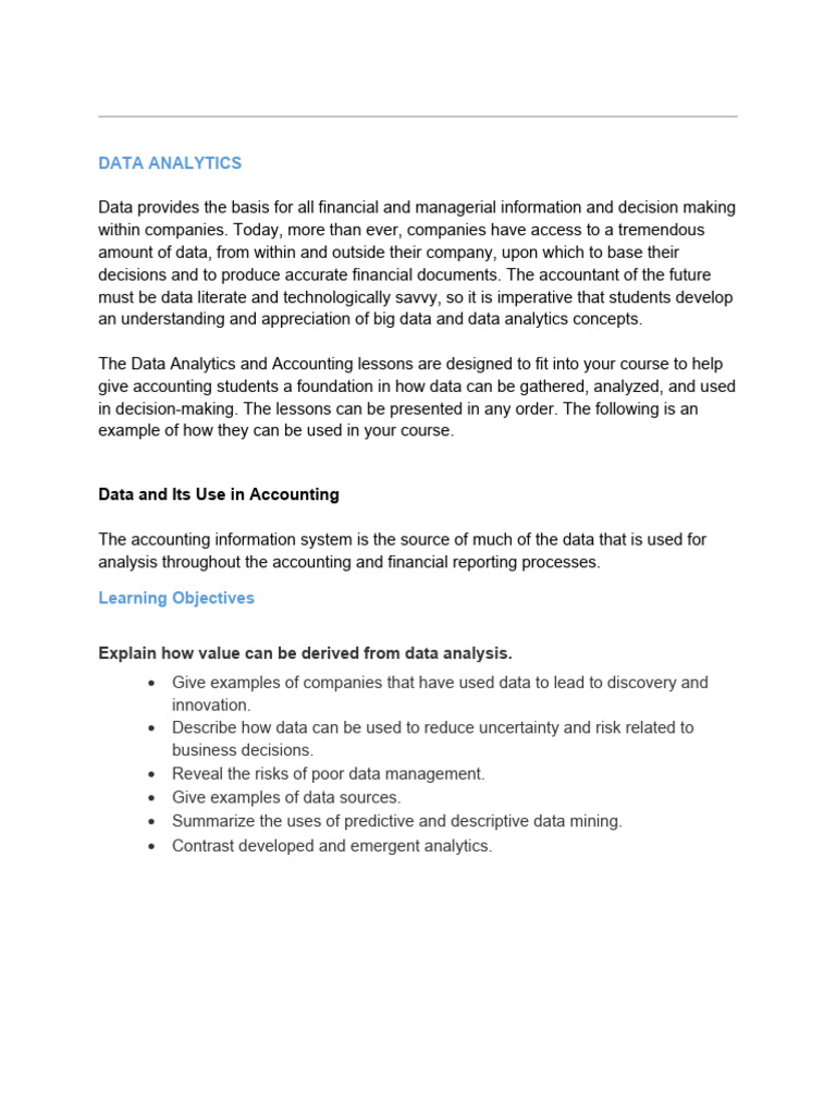 ACCT 315 Data Analytics | Download Free PDF | Data Analysis | Analytics ACCT 315 Data Analytics | Download Free PDF | Data Analysis | Analytics