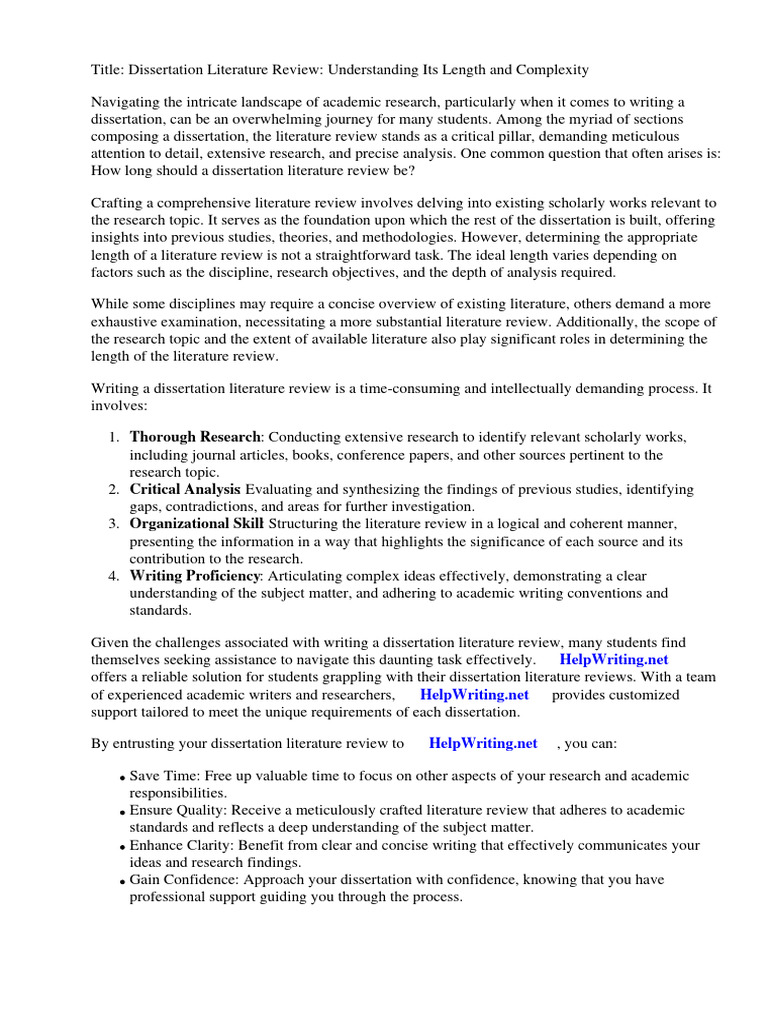 Dissertation Literature Review Length Guide | PDF