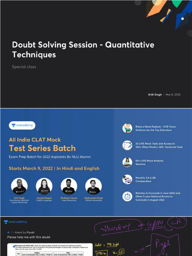 Doubt Solving Session Quantitative Techniques With Anno | PDF
