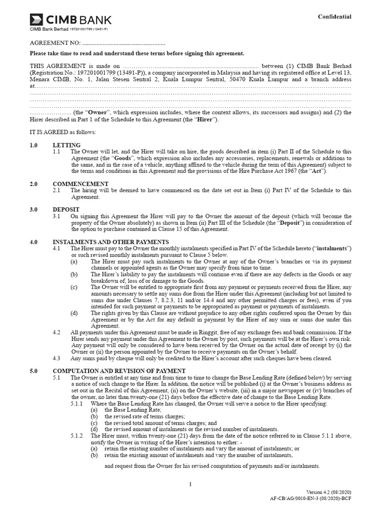 HP Agreement | Download Free PDF | Insurance | Payments