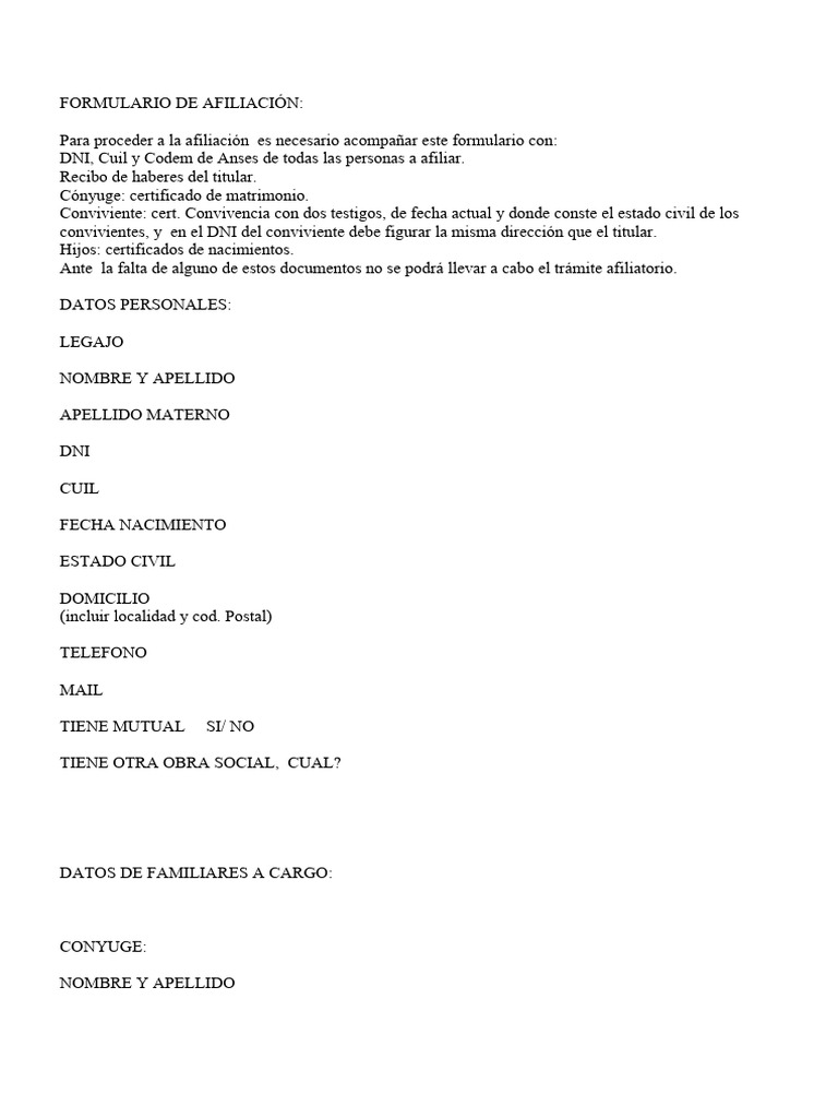 Formulario 83M de Afiliación OSPRERA | PDF