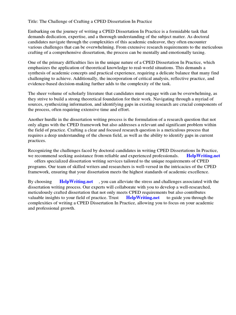 Cped Dissertation in Practice | Download Free PDF | Thesis | Cognition