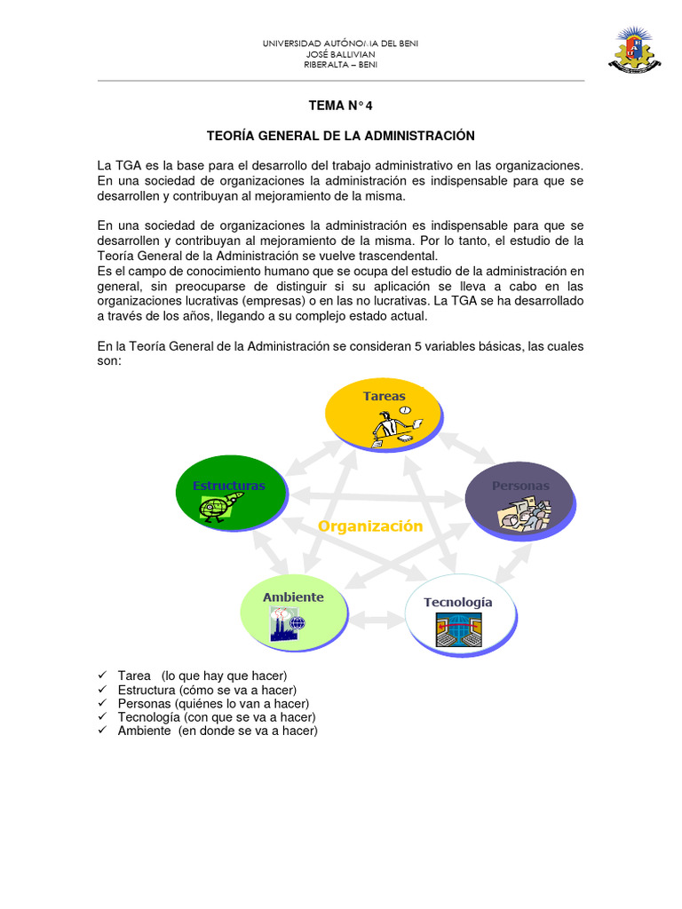 tema 4 teoria general de la administracion | PDF