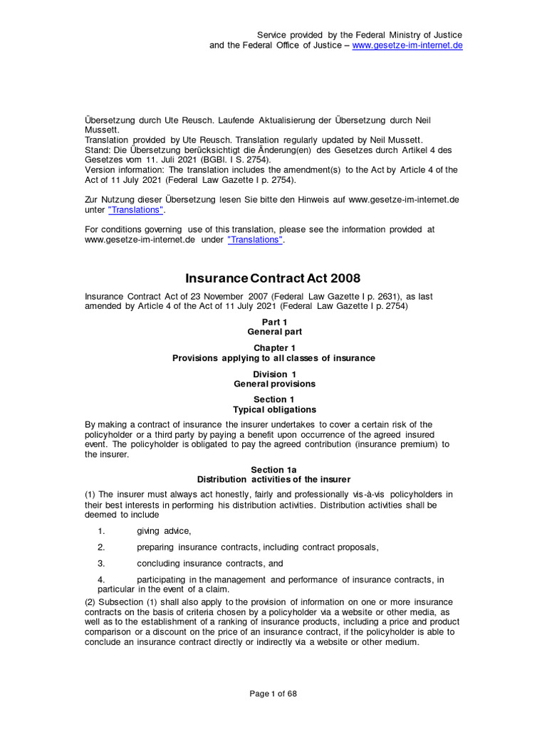 008 - Insuarance Contract - Act 2008 | PDF | Insurance | Legal Liability