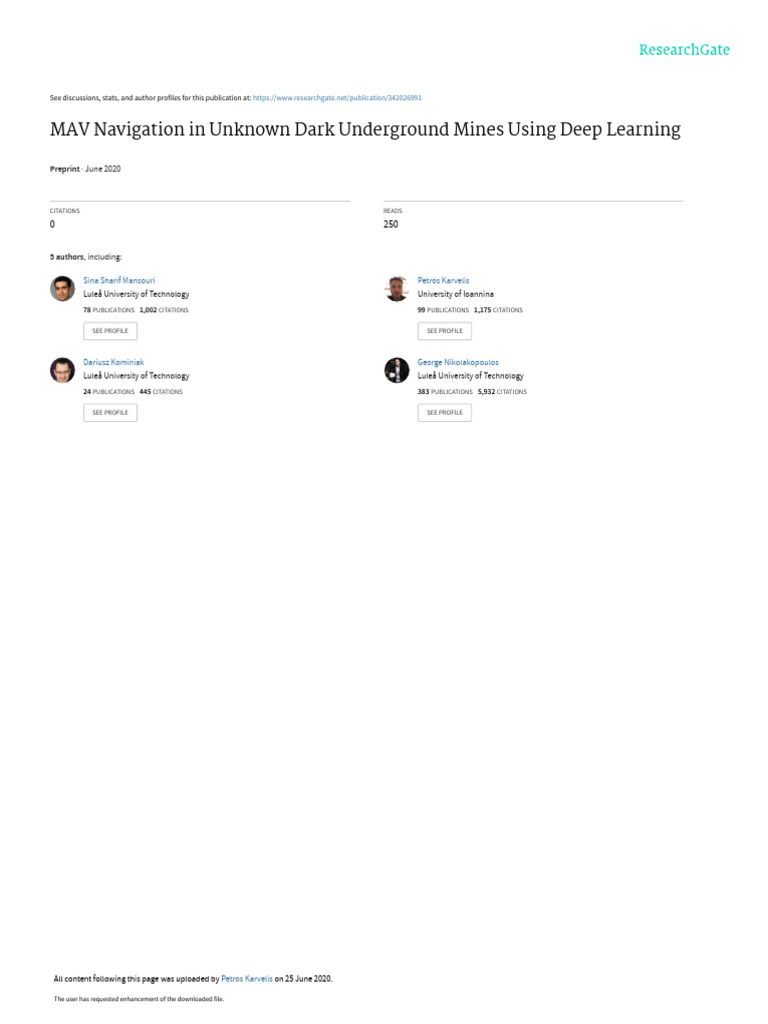 MAV Navigation in Unknown Dark Underground Mines U | PDF
