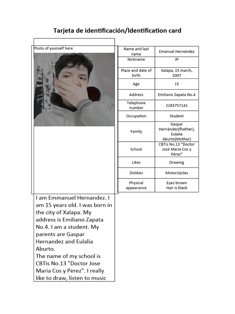 Emmanuel Hernandez's ID Card Details | PDF