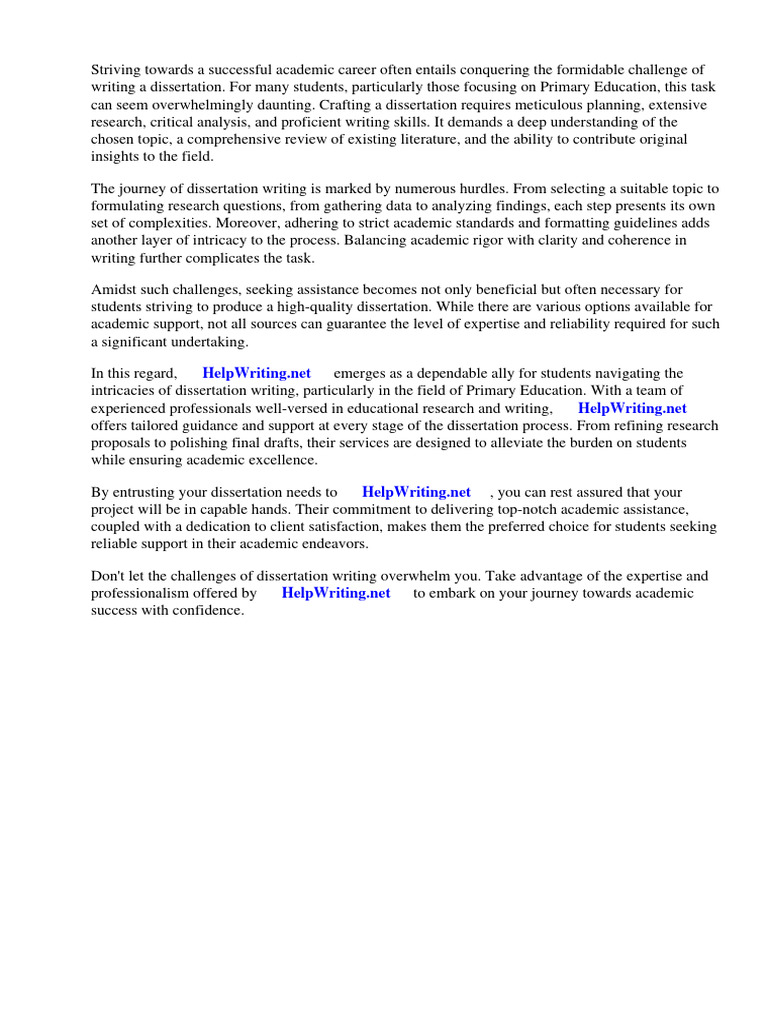 Dissertation Examples Primary Education | PDF | Thesis | Learning