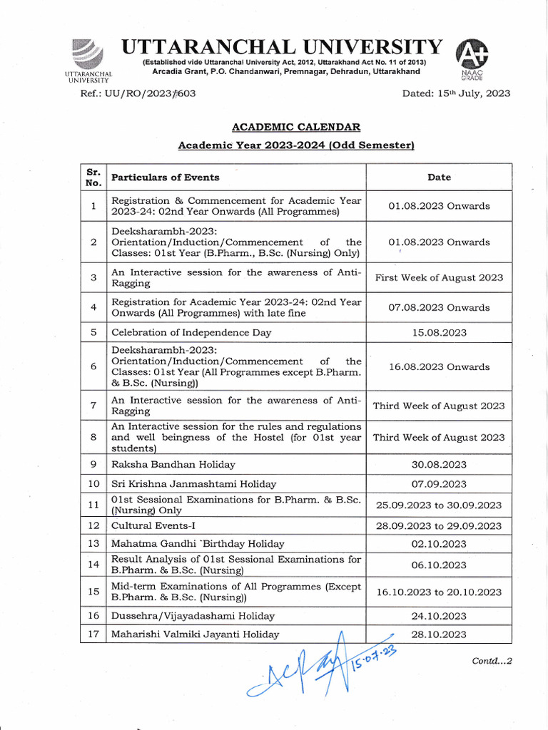 Academic Calendar 2023-24 Overview | PDF | Academia | Educational ...