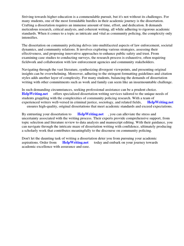 Dissertation On Community Policing | PDF | Community Policing | Police