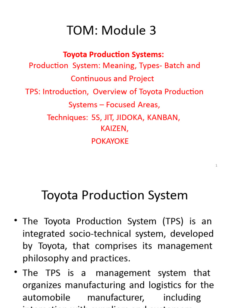 Toyota Production Systems Guide | PDF | Lean Manufacturing | Secondary ...