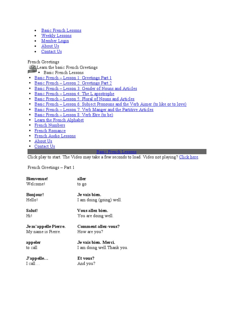 Basic French Lessons | PDF | Grammatical Gender | Linguistic Typology