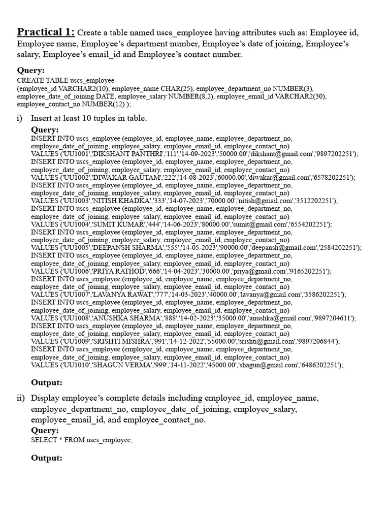 Dbms Practical 1 12 Pdf