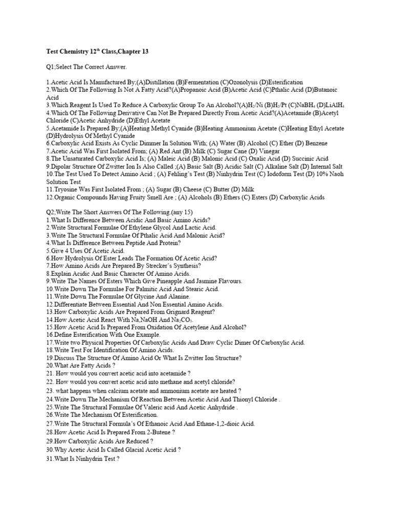 Chemistry 12th, Chapter13 | PDF