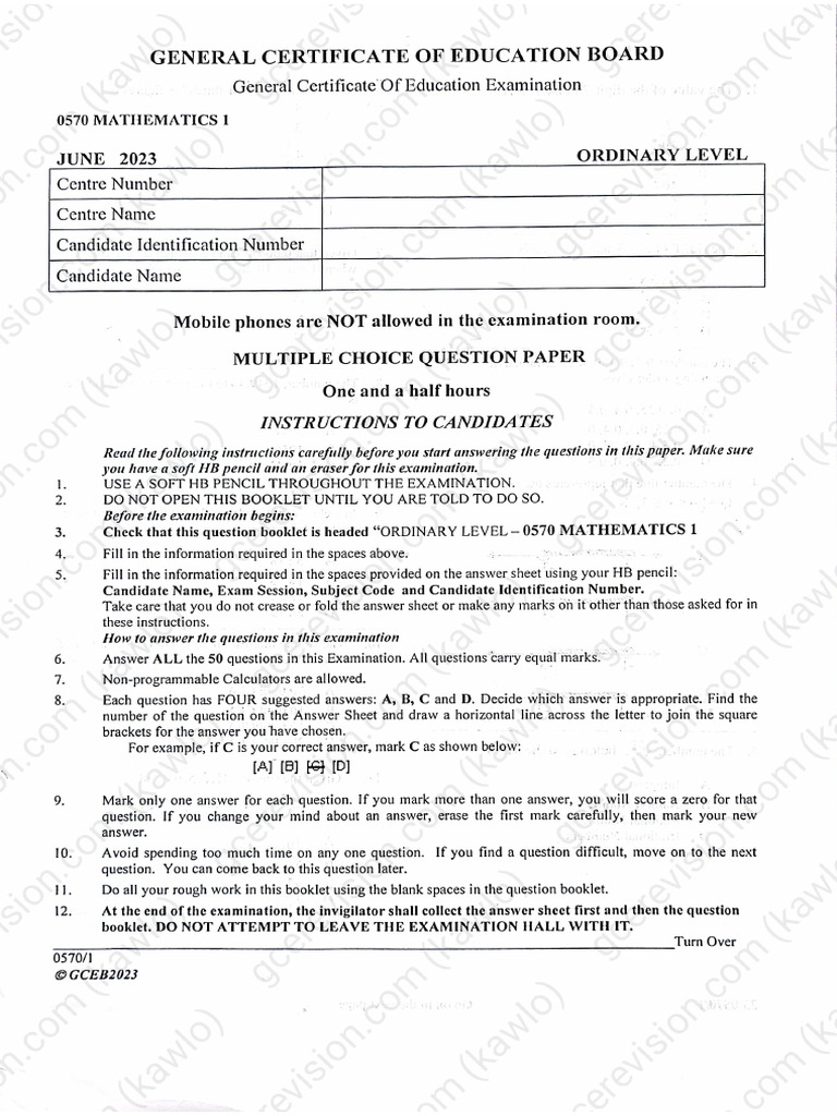 Ol 2023 Mathematics 1 | PDF