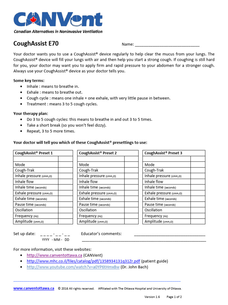 Cough Assist E70 Clinician-Client Worksheet Version 1.6-Eng-Uploaded ...