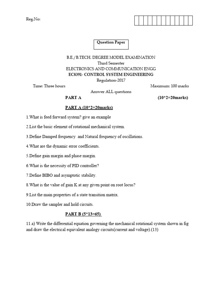 EC8391 - Control Systems Engineering | PDF | Control Theory | Electronic Engineering