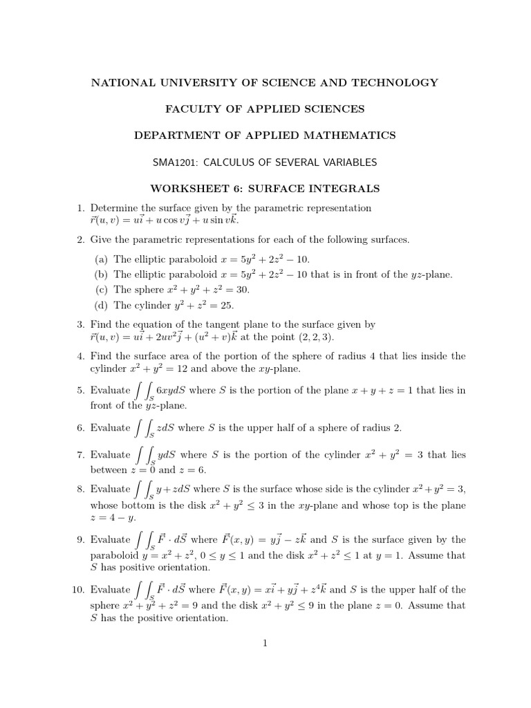 Calculus. Tut.6 | PDF | Sphere | Euclidean Geometry Calculus. Tut.6 | PDF | Sphere | Euclidean Geometry