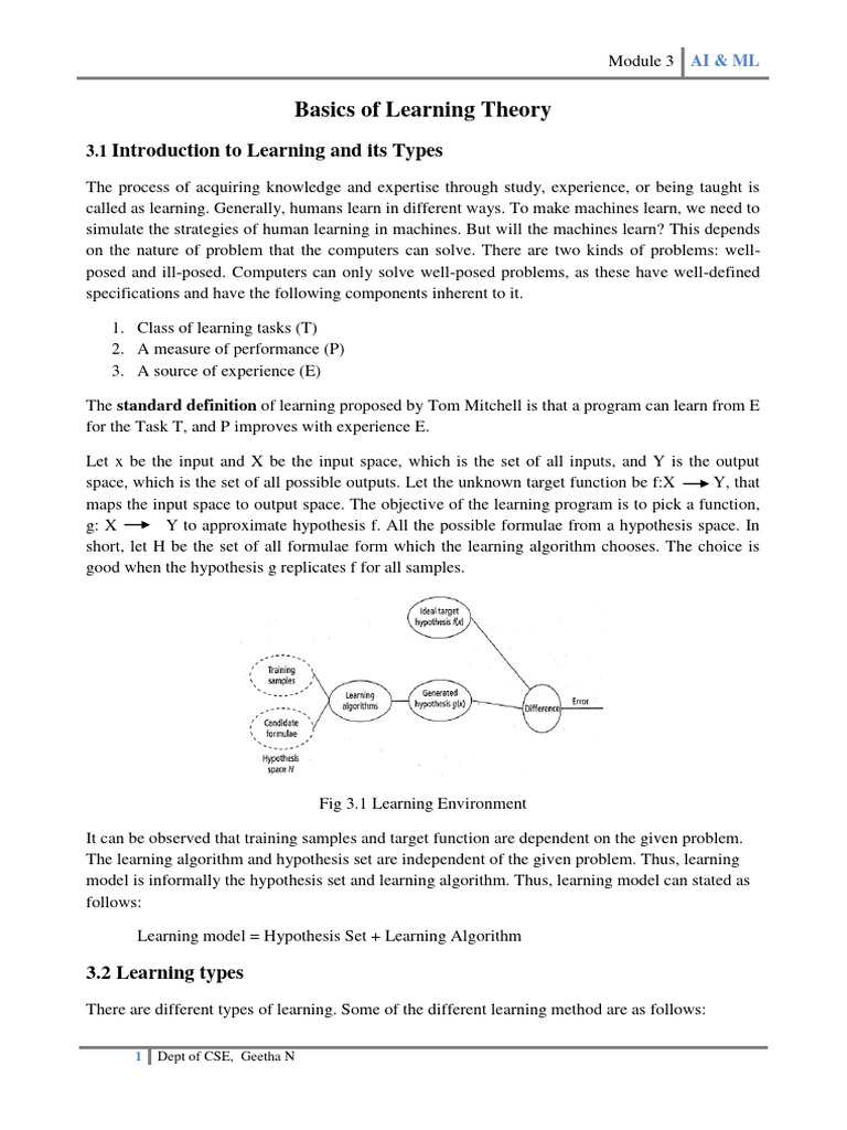 Mod3 - Learning Theory | PDF | Machine Learning | Learning Mod3 - Learning Theory | PDF | Machine Learning | Learning