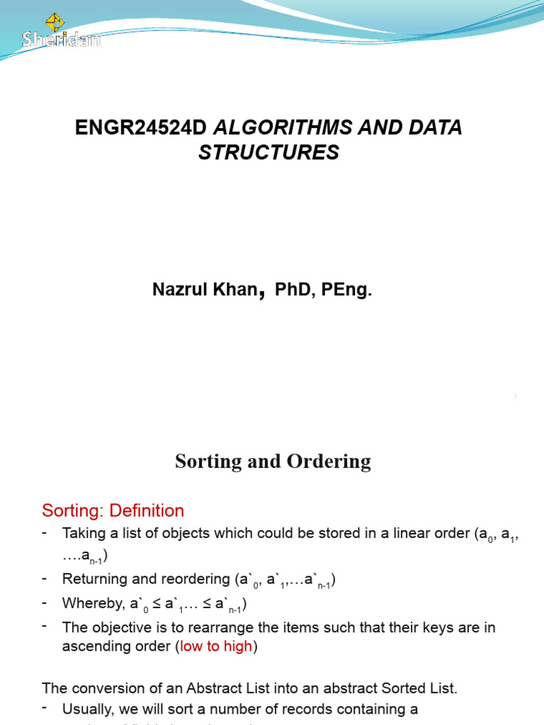 ELEE28706D SortingAlgorithm S6 | PDF | Computer Programming | Algorithms
