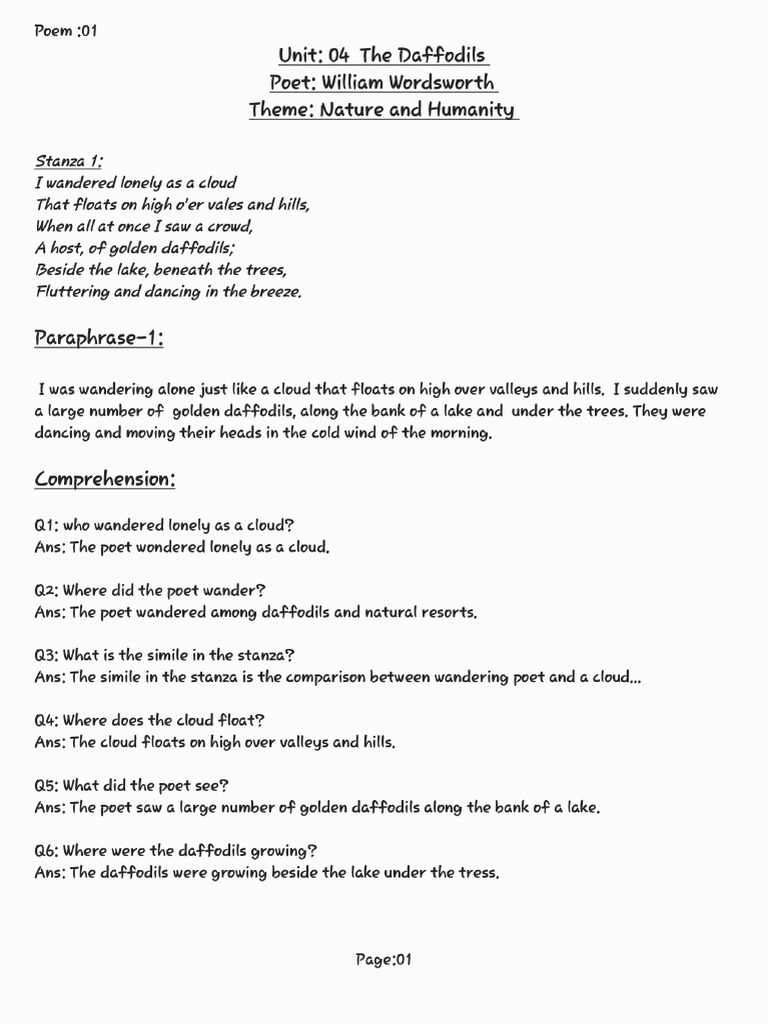 9th Class All Poems Paraphrase and Comprehension KPK Board | PDF