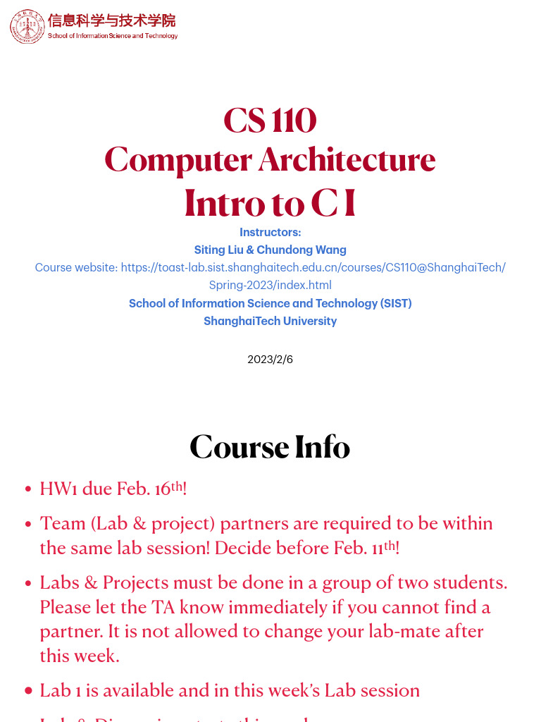 L03 C Intro | PDF | Integer (Computer Science) | Central Processing Unit