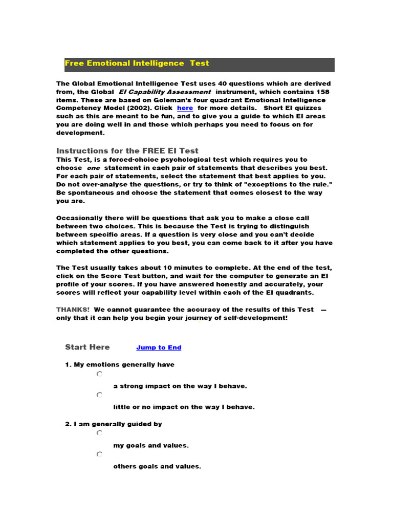 Free Emotional Intelligence | PDF | Emotional Intelligence | Intelligence