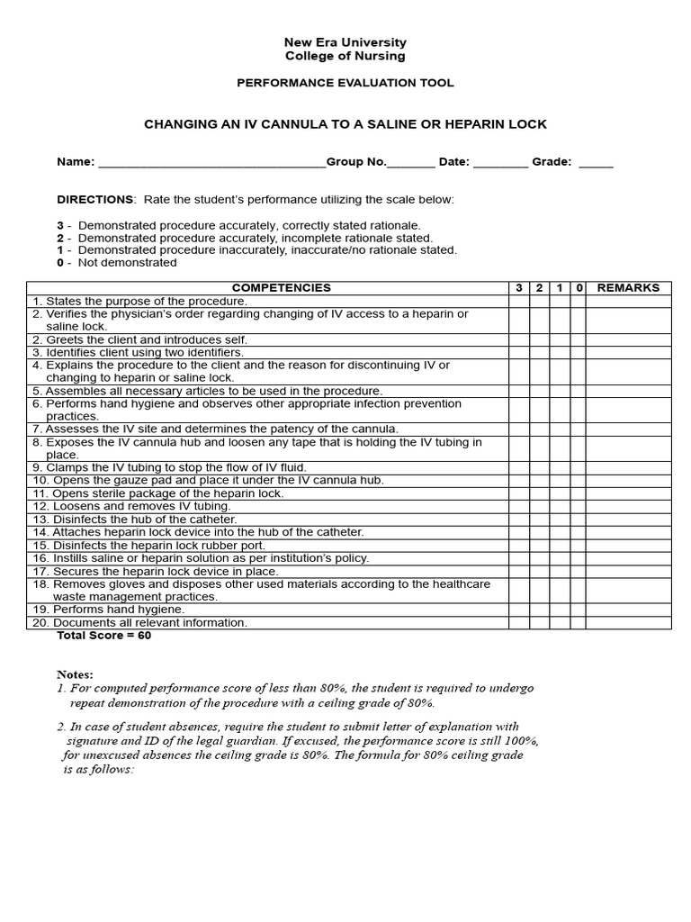 2. Changing an IV Cannula to a Saline or Heparin Lock | PDF ...