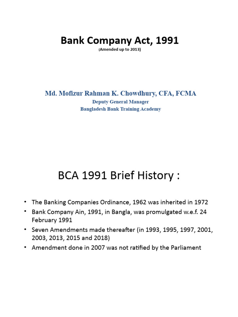 Overview of Bangladesh Bank Act 1991 | PDF | Banks | Audit