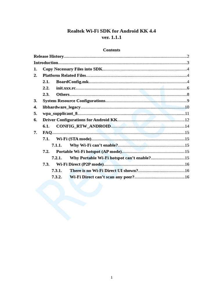 Realtek Wi-Fi SDK For Android KK 4.4 | PDF | Wi Fi | Device Driver