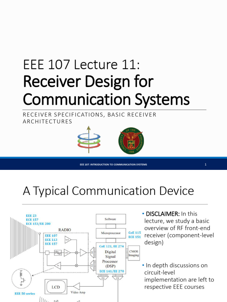 EEE 107 Lecture 11 - Receiver Design For Communication Systems | PDF | Amplifier | Electronic ...