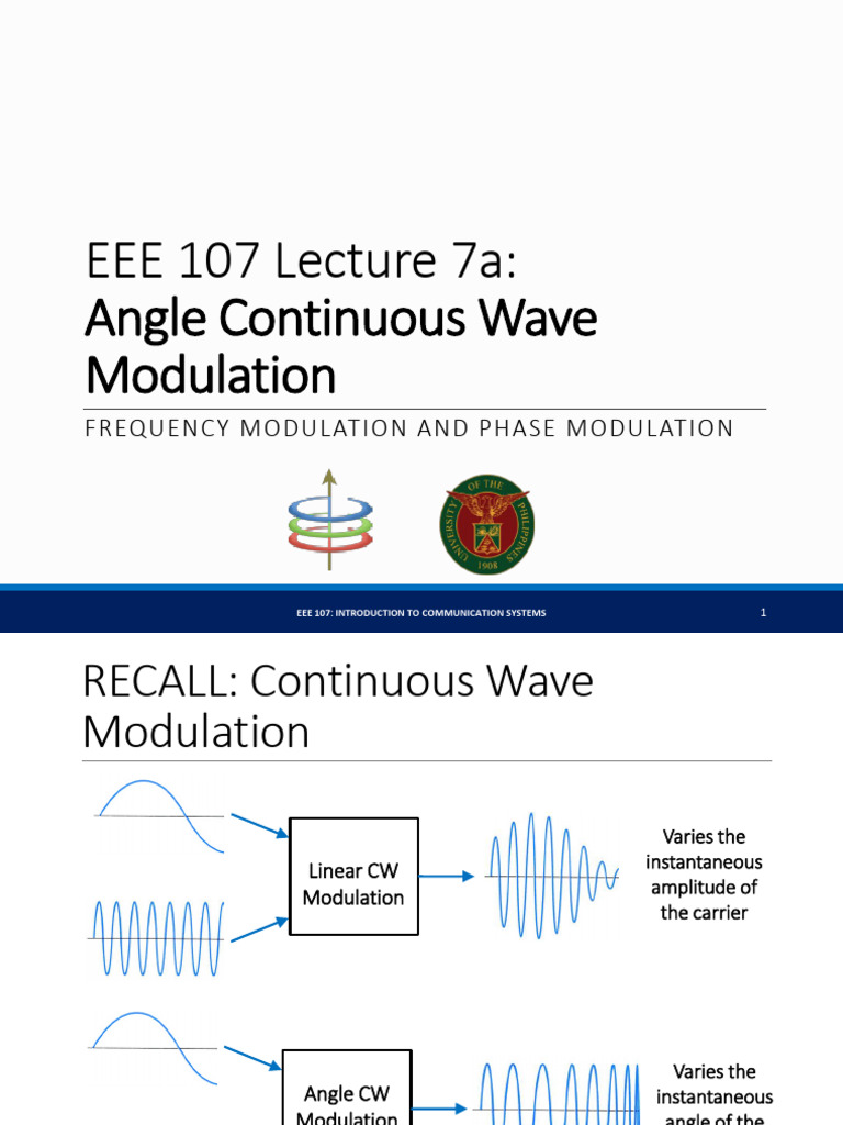 EEE 107 Lecture 7 - Angle CW Modulation | PDF | Frequency Modulation ... EEE 107 Lecture 7 - Angle CW Modulation | PDF | Frequency Modulation ...