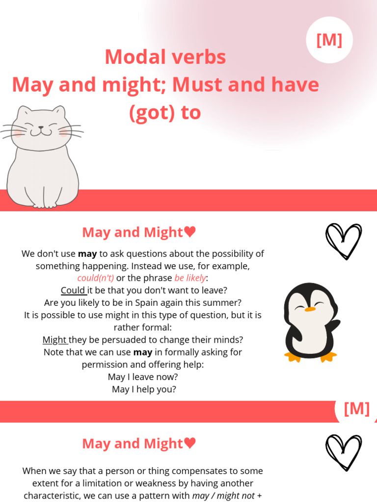 Modal Verbs May and Might Must and Have (Got) To | PDF | Hyperloop | Verb