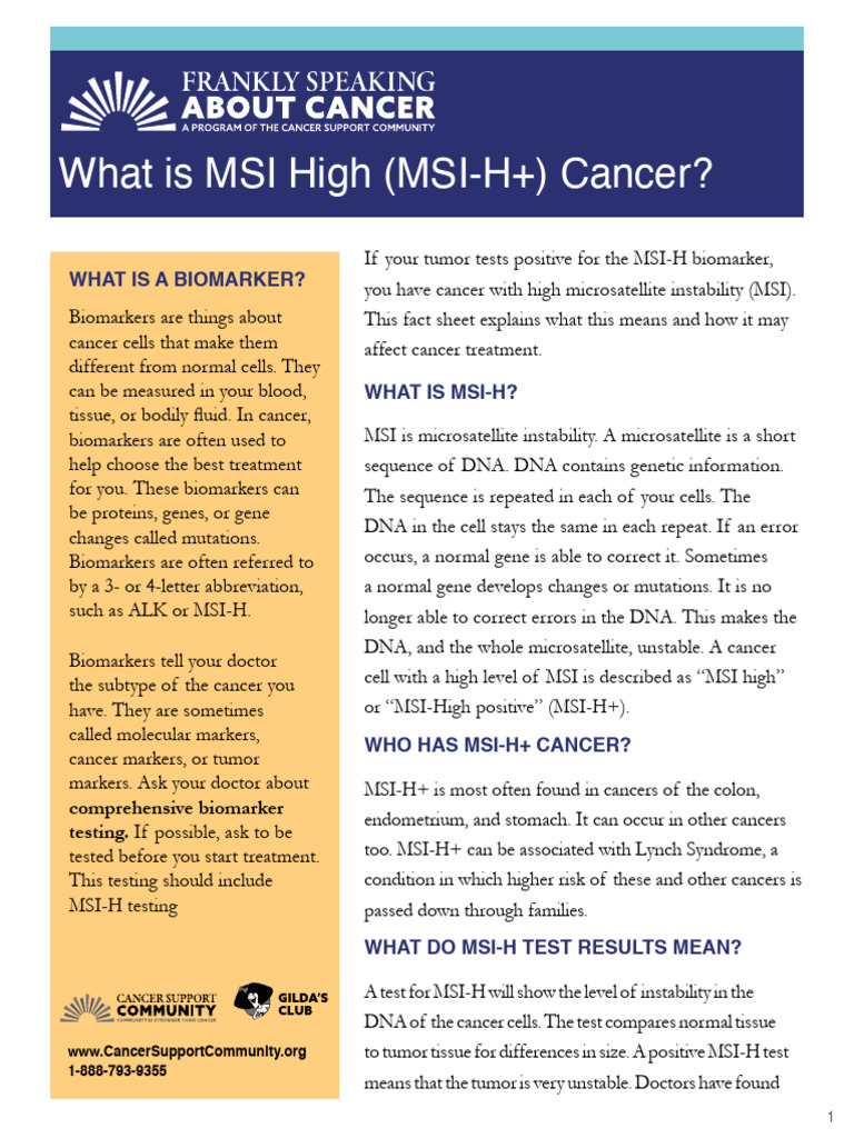What Is MSI High Cancer | PDF | Neoplasms | Biology