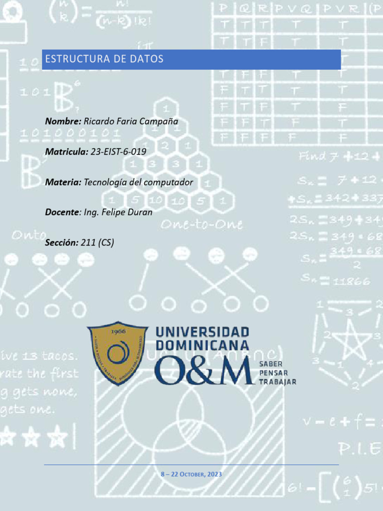 Algoritmos Computacionales Tipos De Estructuras De Datos Ricardo Faria Campaña 23 Eist 6