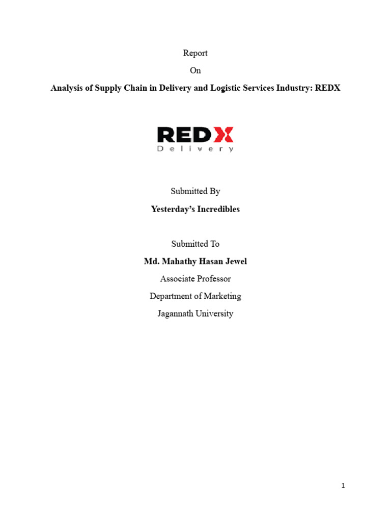 Supply Chain Assignment on REDX-Report | PDF | Supply Chain | Pricing