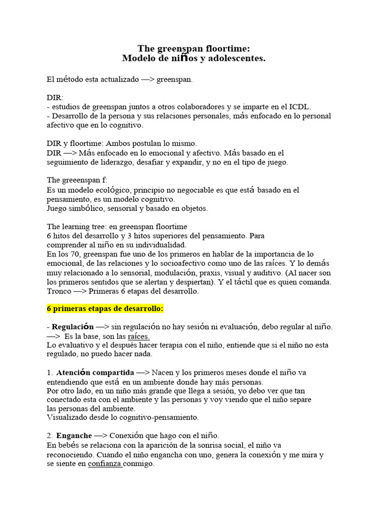 Modelo GREENSPAN FLOORTIME. | PDF | Pensamiento | Cerebro