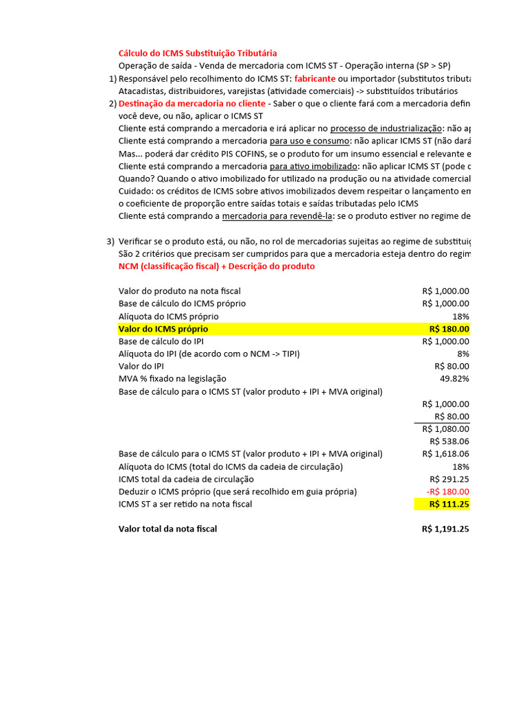 Planilha de Cálculo Do ICMS ST | PDF | Taxa de imposto | Recibo