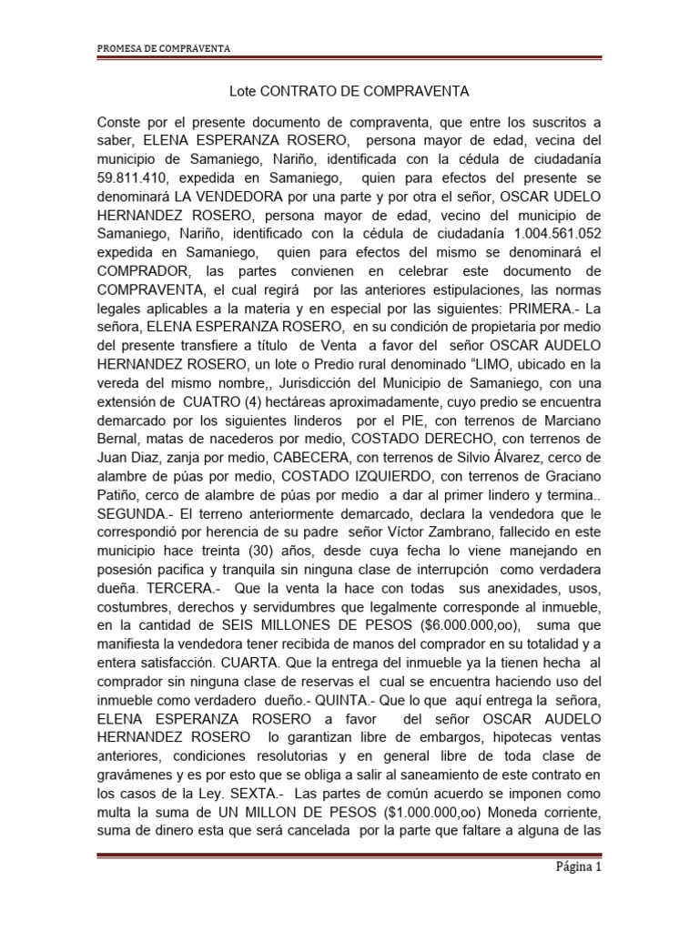 Contrato de Compraventa de Oscar Audelo Hernandez | PDF | Ciencias ...