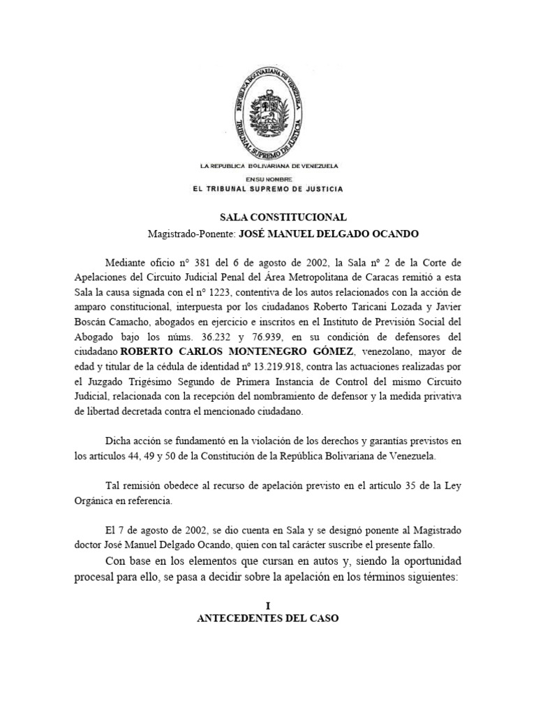Amparo Constitucional en Caso Montenegro | PDF | Debido al proceso | Fiscal