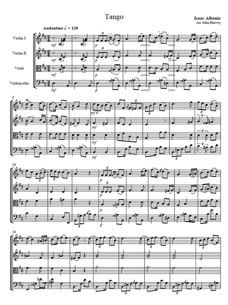 Albeniz - Tango in D | PDF | Continuous Pitch Instruments | Baroque Music