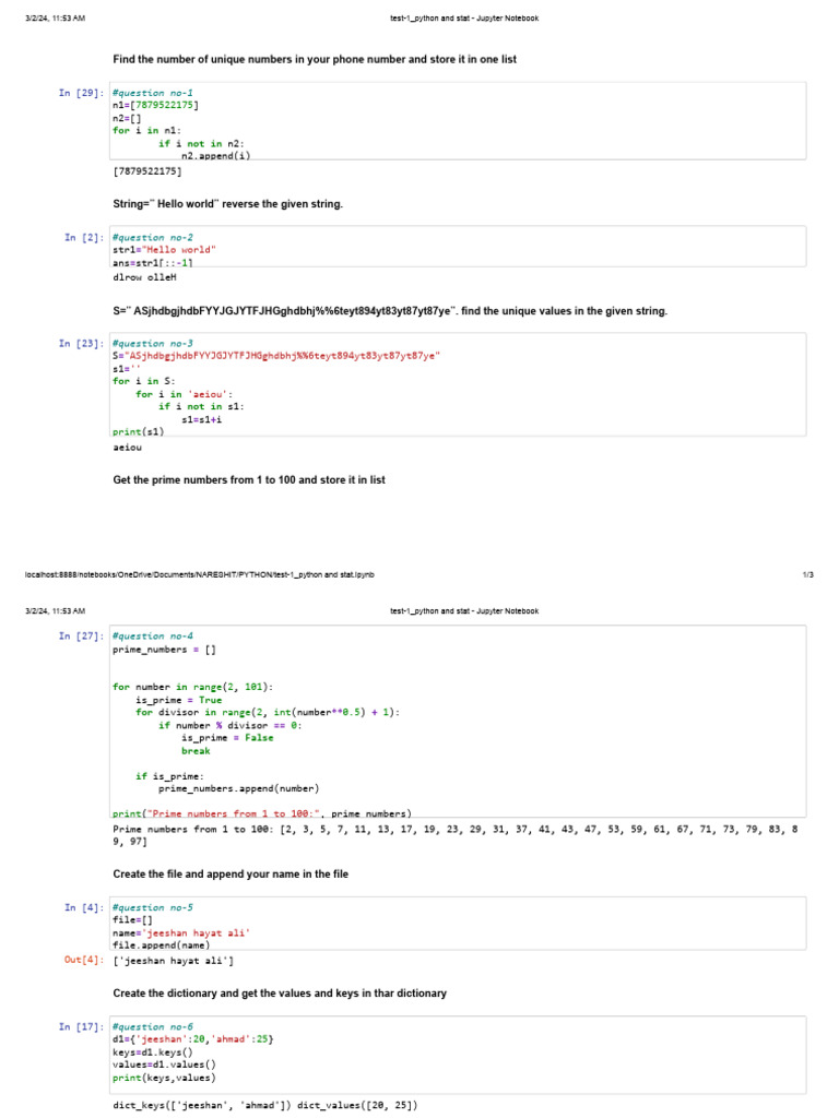 Test-1 - Python and Stat - Jupyter Notebook | PDF | Mathematical Logic ... Test-1 - Python and Stat - Jupyter Notebook | PDF | Mathematical Logic ...