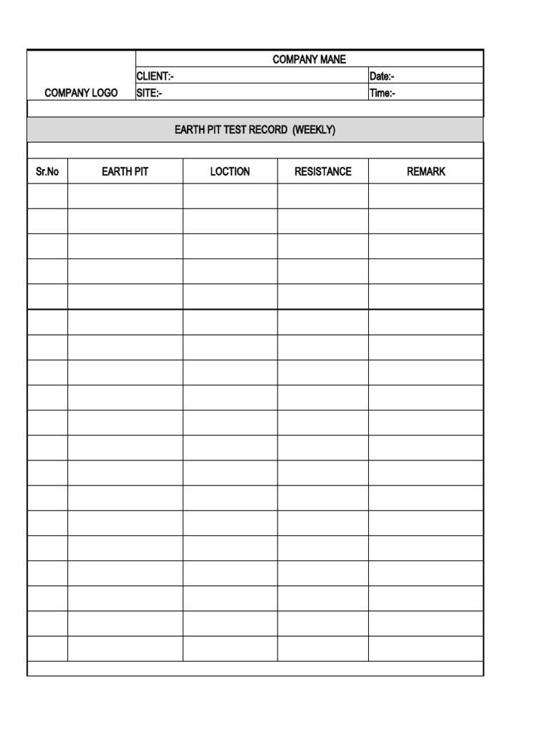 Weekly Earth Pit Test Record | PDF