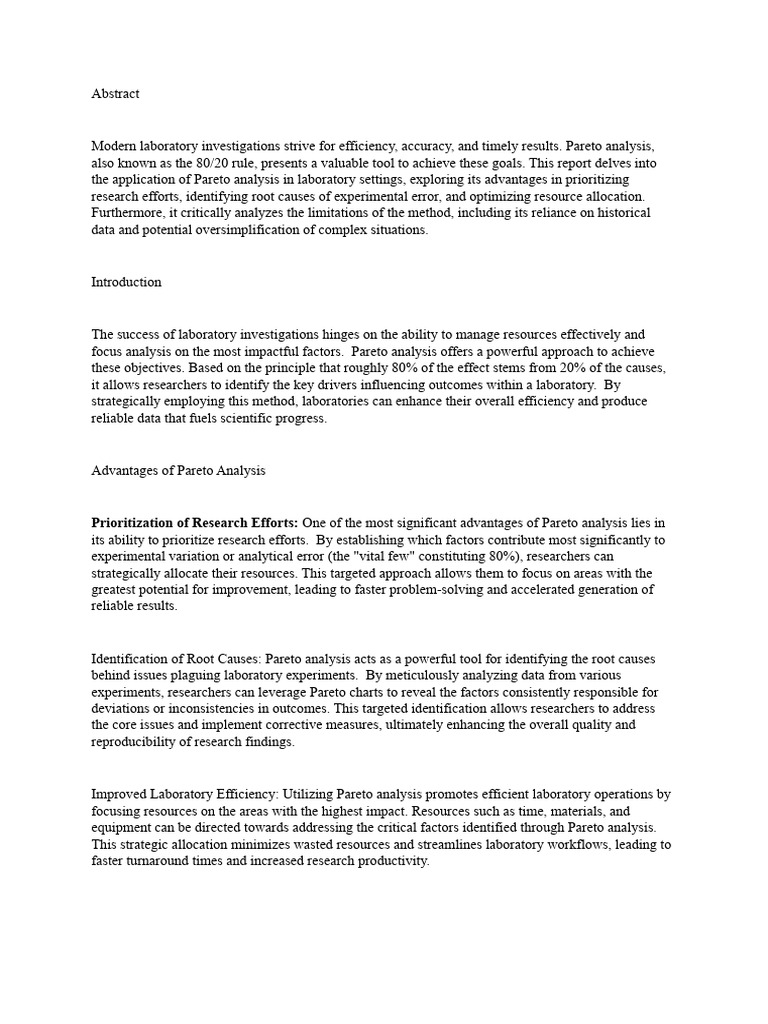 advantages and disadvantages of pareto analysis | PDF | Pareto Efficiency | Laboratories