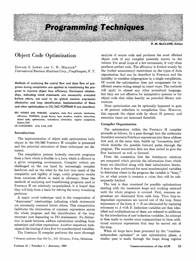 Compiler Optimizations Pdf Control Flow Computer Program