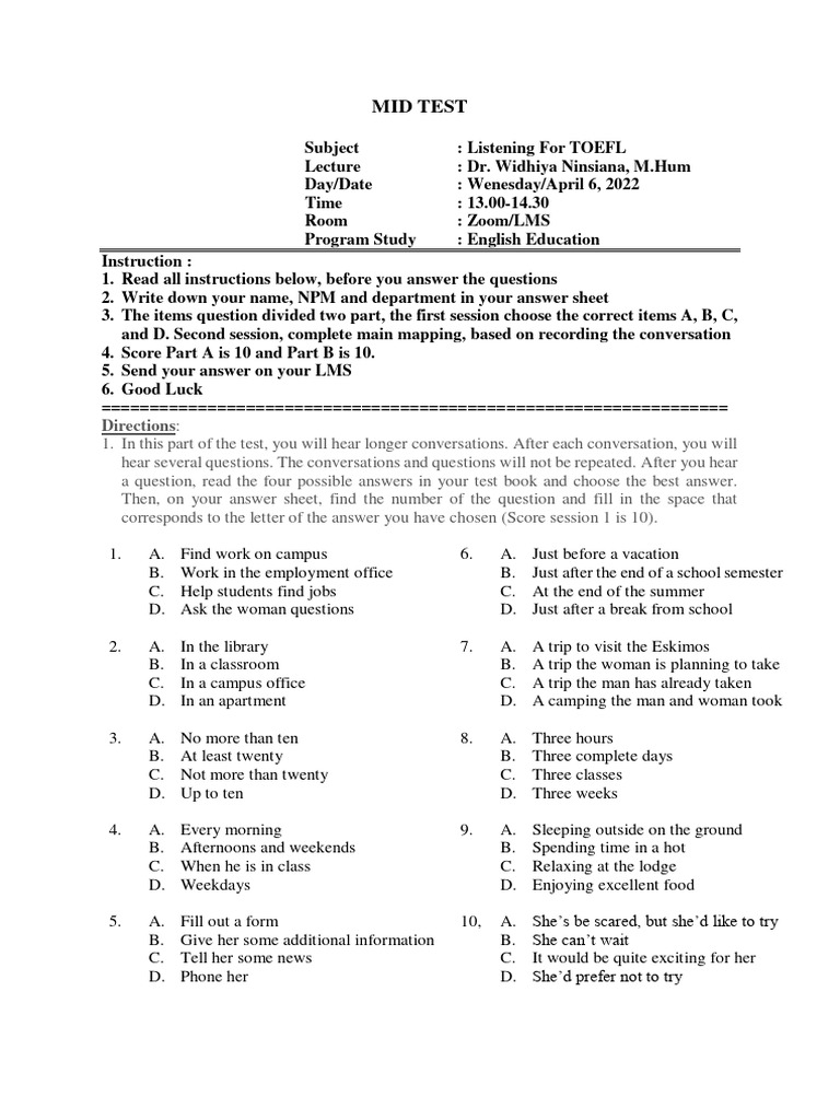 Mid Test | PDF