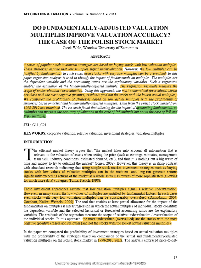 Регрессии кросс-секция Welc | PDF | Valuation (Finance) | Coefficient Of Determination