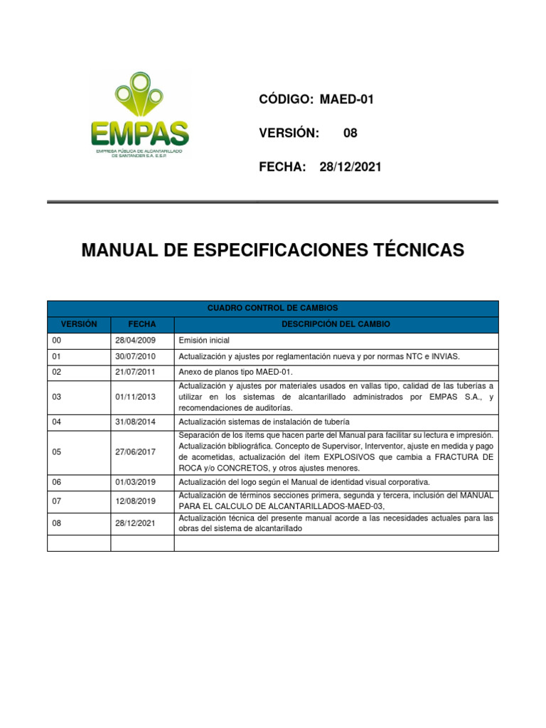 Maed 01 08 Manual de Especificaciones Tecnicas | PDF | Business
