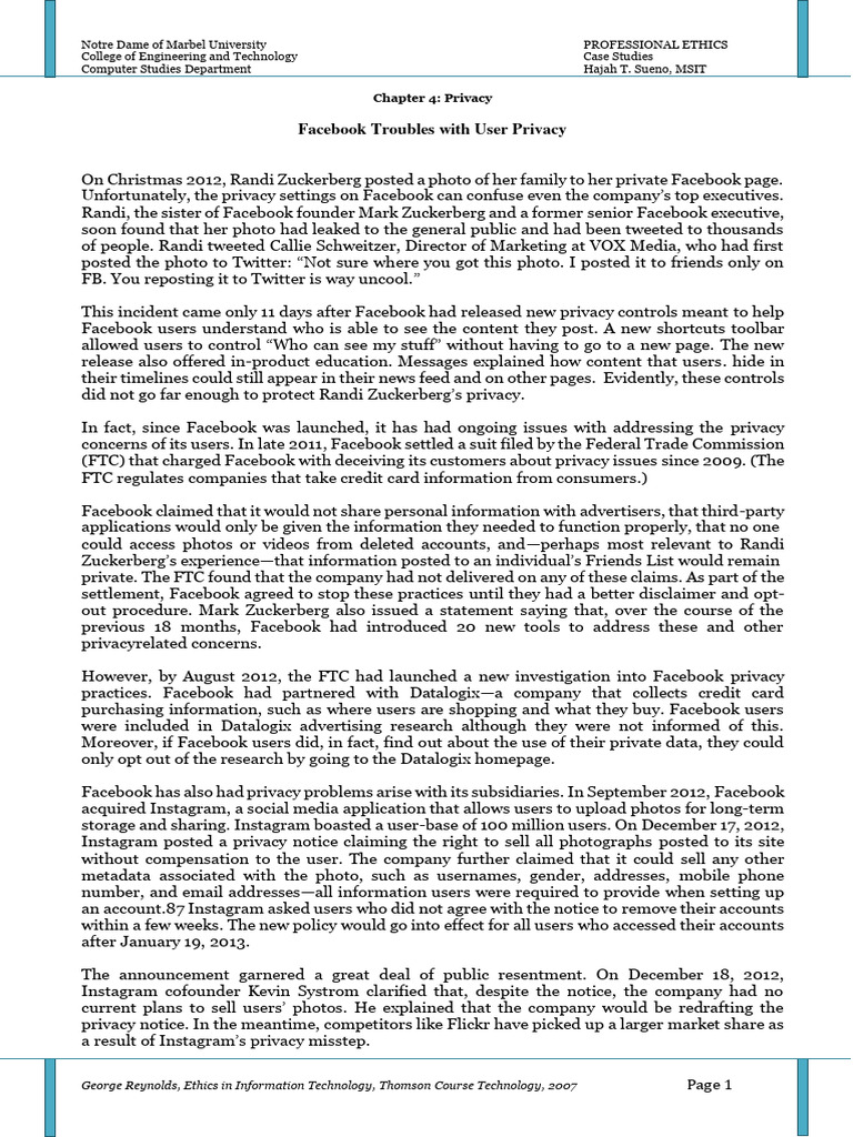 Facebook Troubles With User Privacy | PDF | Facebook | Privacy