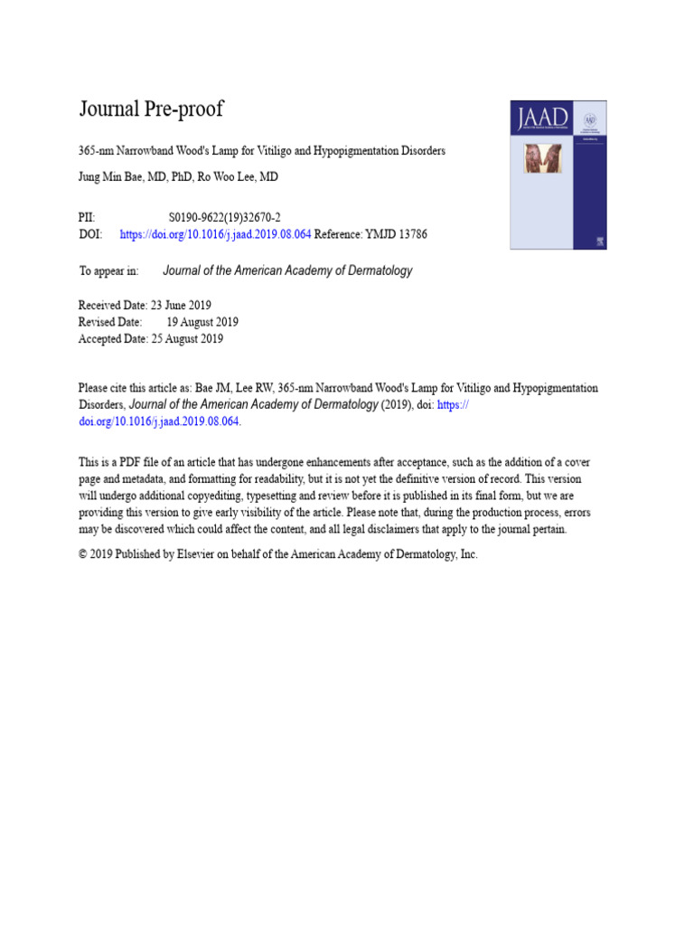 Journal Pre-Proof: Journal of The American Academy of Dermatology | PDF ...