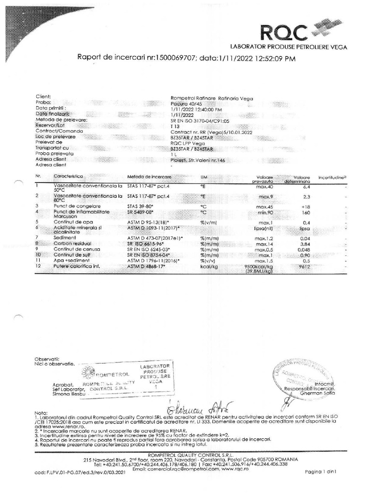 Raport Incercari Pacura Usoara | PDF